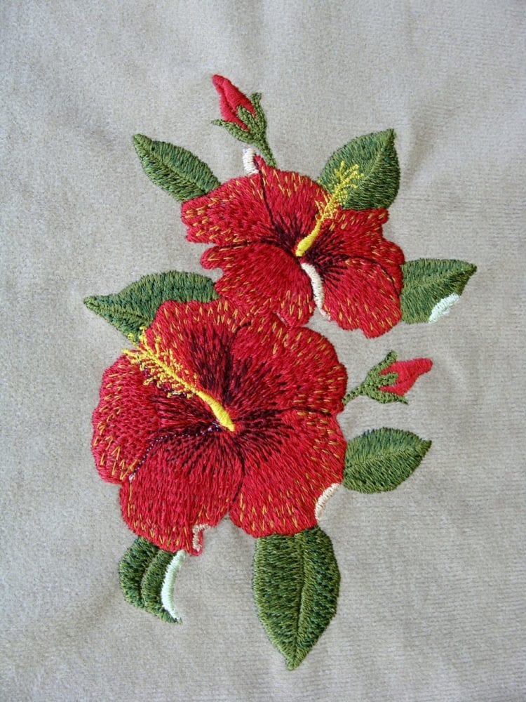 Machine Embroidry Red Double Hibiscus HB111 - Embroidery Affair